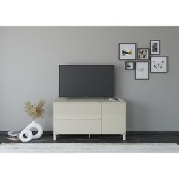 set one by Musterring Lowboard &raquo;Reno&laquo; 1 Stk. tlg. Mit Vierkantfu&szlig; in diversen Farben, 75 cm H&ouml;he & Farbauswahl beige Glas, Holzwerkstoff B/H/T: 137cm 