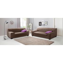 DOMO collection Polstergarnitur &raquo;Amando zeitlos und modern, komfortabel&laquo; Spar-Set, bestehend aus 2er- und 3er-Sofa braun PRIMABELLE -Microfaser aus 