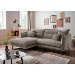 Home Affaire Ecksofa &raquo;Lazio modern und bequem, schmale Armlehnen, tolle Detailverarbeitung&laquo; zwei verschiedene Fu&szlig;farben w&auml;hlbar grau 93% Polyester, 7%