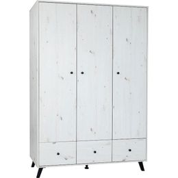 Arthur Berndt Kleiderschrank &raquo;Kinderkleiderschrank &raquo;Lavea&laquo; 3-t&uuml;rig&laquo; wei&szlig; Hartfaserplatte, Holzwerkstoff, Kunststoff, Metall White-Oak-Nachbildung, B/H