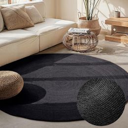 Hanse Home Teppich &raquo;Rangpur Juteteppich, in rund und oval&laquo; oval 10 mm H&ouml;he handgewebt, 100% Jute, Natur, Wohnzimmer, Flur, Boho, Skandi schwarz Jute B