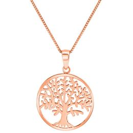 Firetti Damen Kette mit Anh&auml;nger &raquo;Schmuck Geschenk Silber 925 Halsschmuck Halskette Panzerkette Baum&laquo; rosa Silber 925 (Sterlingsilber), L: 45 B: 1mm