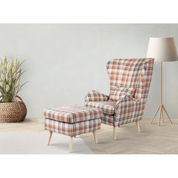 Home Affaire Polstergarnitur &raquo;Charles&laquo; gro&szlig; und gem&uuml;tlich im moderner Optik orange 100% Polyester B/H/T: 78cm x 118cm x 152cm, Struktur karo