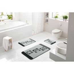 Badematte &raquo;Aquatica&laquo; H&ouml;he 18 mm rutschhemmend beschichtet fu&szlig;bodenheizungsgeeignet grau Polyacryl rechteckig (40cm x 50cm ), 1 Stk.