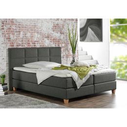 Home Affaire Boxspringbett &raquo;Casey&laquo; in 5 Breiten, 3 Ausf&uuml;hrungen, 2 H&auml;rtegraden, Steppung, Topper grau Struktur fein (100% Polyester) Struktur fein, 