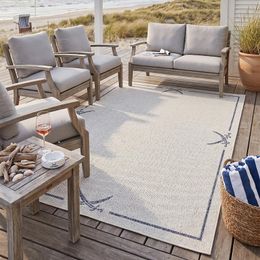 Sansibar Teppich &raquo;Nordsee Beach SA-035&laquo; rechteckig 5 mm H&ouml;he modernes Design, meliert, Motiv: S&auml;bel, In- und Outdoor geeignet beige Polypropylen B : 67cm 1 Stk