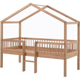 Vipack Hausbett &raquo;Forrest ist ein hochwertiges Massivholz Haus Bett "Made in Europe"&laquo; inkl. Rolllattenrost, Dachaufbau, Absturzschutz und Leiter, wahlweise 