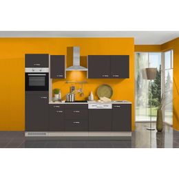 Optifit K&uuml;chenzeile &raquo;Faro&laquo; Breite 270 cm, wahlweise mit E-Ger&auml;ten, mit Arbeitsplatte grau B/H/T: 270cm x 60cm, ohne E-Ger&auml;te