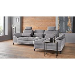OTTO home Ecksofa &raquo;Costello L-Form, B: 301cm, Sitztiefen & Armteilverstellung, Federkern&laquo; 3 Nierenkissen, optional Schlaffunktion & Bettkasten grau 
