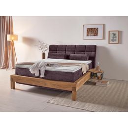 Home Affaire Boxspringbett &raquo;Villads&laquo; Liegefl&auml;che: 160/200 cm aus Balkeneiche, Inside-Boxspring-Unterbau lila Polyester Struktur (recyceltes Polyester)