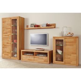 OTTO home Wohnwand &raquo;Logo,Fronten Massivholz,Korpus Holzwekstoff,viel Stauraum&laquo; Set, 4 Stk. tlg. beige Holz teilmassiv B/H/T: 90cmcm x 190cmcm x 42cmcm