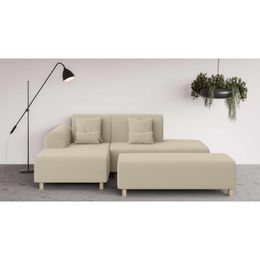 OTTO home Ecksofa &raquo;Suyala&laquo; L-Form mit Hocker grau 100% Polyester B/H/T: 258cm x 85cm x 168cm, Struktur, Recamiere links,mit Hocker