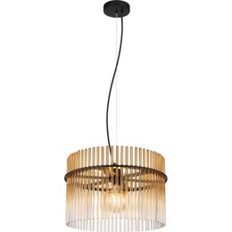 Globo LIGHTING H&auml;ngeleuchte &raquo;GORLEY&laquo; E27 1 Stk. H&auml;ngelampe schwarz Glasst&auml;be amber klar verlaufend elegant gold &Oslash; 40cm H: 150cm, 1 Stk.