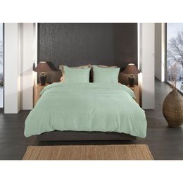 Bettw&auml;sche &raquo;Franela&laquo; 2 Stk. Uni Design, hochwertiges Flanell, Bettw&auml;sche ab 135x200 cm gr&uuml;n Flanell, Obermaterial: 100% Baumwolle B/L: 155cm x 220cm, 