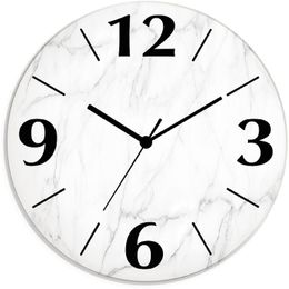 Artland Wanduhr &raquo;Wei&szlig;e Marmor Textur&laquo; wahlweise mit Quarz- oder Funkuhrwerk, lautlos ohne Tickger&auml;usche wei&szlig; B/H/T: 30cm x 30cm x 1,8cm, Quarzuhr