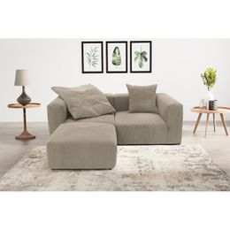 Home Affaire Ecksofa &raquo;Gerrid L-Form&laquo; Cord, Modulsofa, bestehend aus 2 Eckelementen + 1 Hocker braun 100% Polyester B/H/T: 216cm x 69cm x 193cm, Cord
