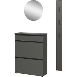 Germania Garderoben-Set &raquo;GW-Baldone&laquo; 3 Stk. tlg. grau Glas, Holzwerkstoff, Metall kleiner Spiegel