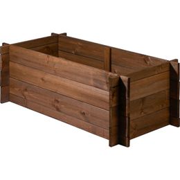 Dobar Hochbeet &raquo;Steck-Hochbeet Massivholz Gr. L., Dunkelbraun&laquo; F&uuml;llvolumen ca. 164 Liter, LxBxH: 117x58,5x38,5 cm braun Holzwerkstoff B/H/T: 58,5cm x 