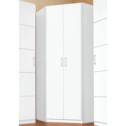 Priess Eckkleiderschrank &raquo;Bilbao&laquo; mit 3 verschiedenen Fronten wei&szlig; B/H/T: 193cm x 54cm, Front glatt