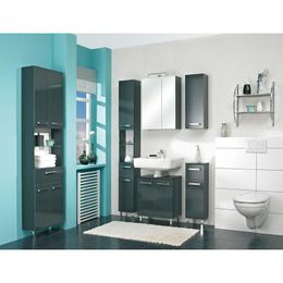 Badm&ouml;bel-Set &raquo;Quickset 311 6-teilig, Waschbeckenunterschrank und LED-Spiegelschrank&laquo; Set, 6 Stk. tlg. schwarz Holzwerkstoff B/H/T: 150cmcm x 33cmcm