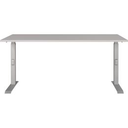 Germania Schreibtisch &raquo;Downey&laquo; h&ouml;henverstellbar von 68-91 cm, verf&uuml;gbar in verschiedenen Breiten grau B/H/T: 160cm x 91cm x 80cm, Gestellfarbe Silber
