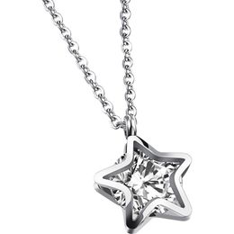 Firetti Damen Kette mit Anh&auml;nger &raquo;Schmuck Geschenk Edelstahl Halsschmuck Halskette Ankerkette Stern&laquo; mit Zirkonia (synth.) silber Edelstahl, L: 48