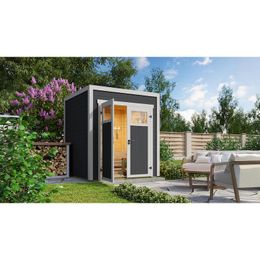 Weka Gartenhaus &raquo;BATU 1, 28 mm, Flachdach&laquo; 28 mm starke Blockbohlen, in verschiedenen Farben grau Massivholz ohne Fu&szlig;boden, ohne Dacheindeckung
