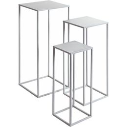 HAKU Blumentisch &raquo;Blumenpodest, Blumenst&auml;nder, Pflanzs&auml;ule&laquo; Set, 3er Set, 3 Stk. tlg. quadratisch - aus Metall Grau B/T/H 18/18/50, 23/23/60, 28/28/70