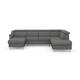 Sit & More sit&more Wohnlandschaft &raquo;Freetown U-Form&laquo; Kopfteilverstellung und Federkern, wahlweise mit Schlaffunktion grau B/H/T: 315cm x 84cm x 216cm, Luxus-