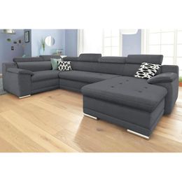 Quelle mit Kopfteilverstellung, wahlweise mit Schlaffunktion grau Kunstleder SOFTLUX ;Luxus-Microfaser ALTARA NUBUCK (100% Polyester);Struktur ( 100% 