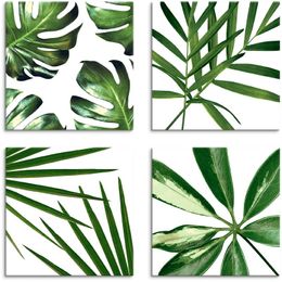 Artland Leinwandbild &raquo;Bl&auml;tter&laquo; Bl&auml;tter 4 Stk. tlg. 4er Set, verschiedene Gr&ouml;&szlig;en gr&uuml;n Leinwand, MDF B/H/T: 30cm x 30cm, Leinwandbild Bl&auml;tter quadratisch, 4 Stk
