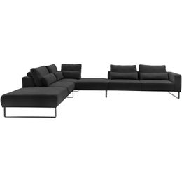 Musterring Ecksofa &raquo;JustB! PM100 bequem, modern, elegant und viel Platz, bodenfrei&laquo; mit Zwischenhocker, wahlweise mit Funktion und Kissen, Ma&szlig;e 290 x 308 schwarz