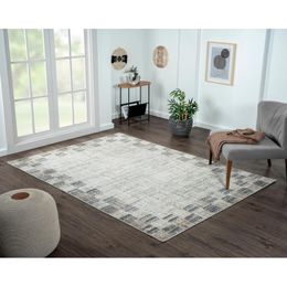 MyFlair Teppich &raquo;My Mood, LAGERR&Auml;UMUNG&laquo; rechteckig 8 mm H&ouml;he Kurzflor, Scandi-Design, mit Bord&uuml;re, besonders weich durch Microfaser beige Polyester B : 160cm 