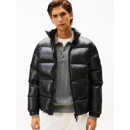 Tommy Hilfiger Herren Steppjacke &raquo;SHINY DOWN STAND PUFFER&laquo; Winterjacke, Outdoorjacke, gl&auml;nzende Oberfl&auml;che schwarz XL