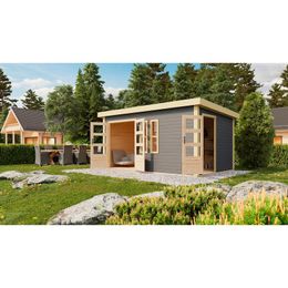 Karibu Gartenhaus &raquo;Prenzlau&laquo; grau Holzwerkstoff ohne Fu&szlig;boden, ohne Dacheindeckung