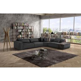 Egoitaliano Ecksofa &raquo;Beverly, extravangantes Designsofa mit erstklassigem Sitzkomfort&laquo; wahlweise mit elektrischer Relaxfunktion, Kopfteilverstellung schwarz Leder