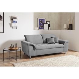 DOMO collection 2-Sitzer &raquo;FRANZI zeitlos & elegant, moderne Sitzheftung&laquo; wahlweise mit Kopfteilverstellung, inklusive Zierkissen grau B/H/T: 190cm x 