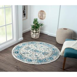 MyFlair Teppich &raquo;My Heriz&laquo; rund 8 mm H&ouml;he Kurzflor, klassisches Orient Design, besonders weich durch Microfaser braun Polyester B : 120cm &Oslash; 120cm 1 Stk., 8mm,