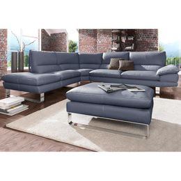 Calia italia Ecksofa &raquo;Dave, italienisches Designsofa mit erstklassigem Sitzkomfort, L-Form&laquo; mit tollen Lederbez&uuml;gen blau NaturLeder Sorrento;Leder 