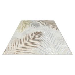 OTTO home Teppich &raquo;Luvvi&laquo; rechteckig 8 mm H&ouml;he Kurzflor, modernes Bl&auml;tter Design, Hoch-Tief-Struktur, Wohnzimmer Polyester B : 80cm 1 Stk., 8mm, L: 