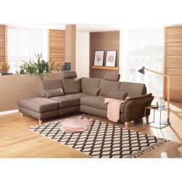 Home Affaire Ecksofa &raquo;Palace L-Form&laquo; incl. Sitztiefenverstellung, wahlweise mit Schlaffunktion und Stauraum braun Struktur fein (100% Polyester);