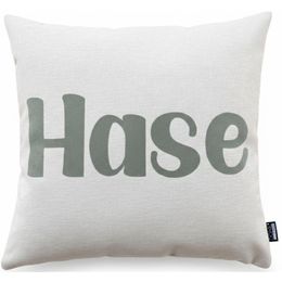 done. Dekokissen &raquo;HASE&laquo; Weicher Chenille-Stoff Kuschelige Beflockung beige Polyester B/L: 45cm x 45cm, 1 Stk.
