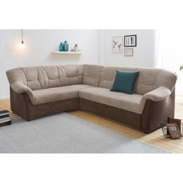 DOMO collection Ecksofa &raquo;SARAFINA 240x190 cm, auch mit Federkern f&uuml;r mehr Sitzkomfort!&laquo; whlw. mit Bettfunktion, elegantes Design, L-Form braun 