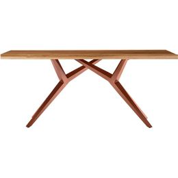 Sit Esstisch &raquo;Imola aus recyceltem Teak & extravagantem Metallgestell&laquo; 50 mm starke Teakplatte mit au&szlig;ergew&ouml;hnlichem Sonnenmuster braun Platte 