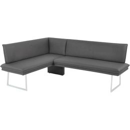 K+w Komfort & Wohnen K+W Komfort & Wohnen Eckbank mit Sattlernaht und schmaler Kufe, langer Schenkel rechts oder links grau B/H/T: 86cm x 60cm, Leder Longlife BRONCO, 