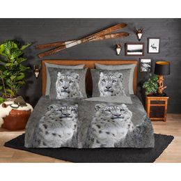 Good Morning Wendebettw&auml;sche &raquo;Chief&laquo; 2 Stk. Biber, 135x200, Winter, Warm, Rei&szlig;verschluss, Wendeoptik, Leopard grau Biber, Obermaterial: 100% Baumwolle