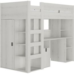 Hochbett &raquo;Lugano&laquo; All-in-one Bett beige Liegefl&auml;che B/L: 200cm x 90cm, kein H&auml;rtegrad, kein H&auml;rtegrad