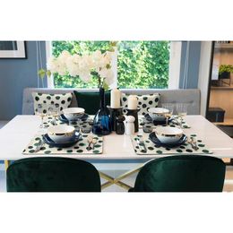 Adam Platzset &raquo;Dots&laquo; GOTS organic,zertifiziert durch CERES 0242,Made in Germany gr&uuml;n Obermaterial: 73% Leinen, 27% Baumwolle B/L: 40cm x 50cm, 2 Stk., Bio-