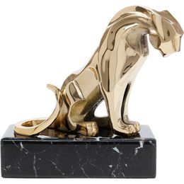 KARE Dekofigur &raquo;Deko Figur Lion on Marble 34cm&laquo; gold Aluminium, Glas, MDF B/H/T: 30,5cm x 33,5cm x 20cm