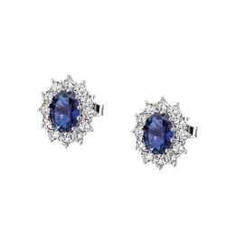 Firetti Damen Paar Ohrstecker &raquo;Schmuck Geschenk Silber 925 Ohrschmuck Ohrringe Lady D Diana Royal&laquo; mit Glasstein, Zirkonia (synth.) blau Silber 925 (